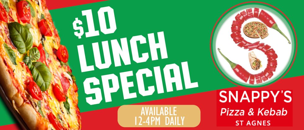 Try Snappy’s Pizza, Pida & Kebab’s $10 Lunchtime Special! - St. Agnes ...